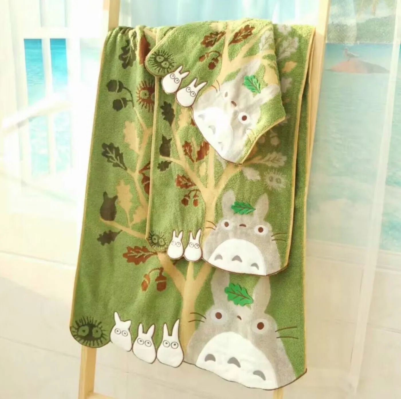 Online Midori Gifts Totoro Three Sprites Bath Towel - Cutest Products